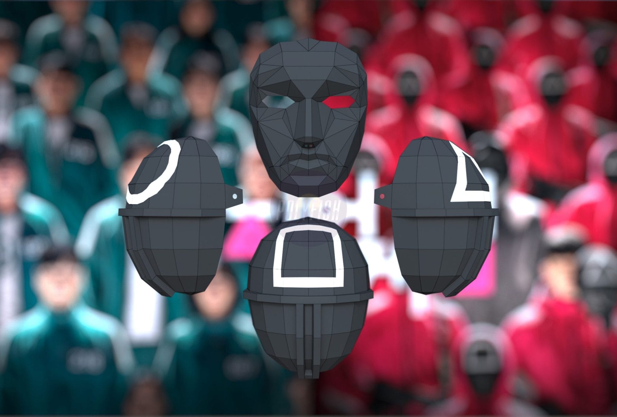 DIY Squid Game mask template Papercraft PDF - Crealandia