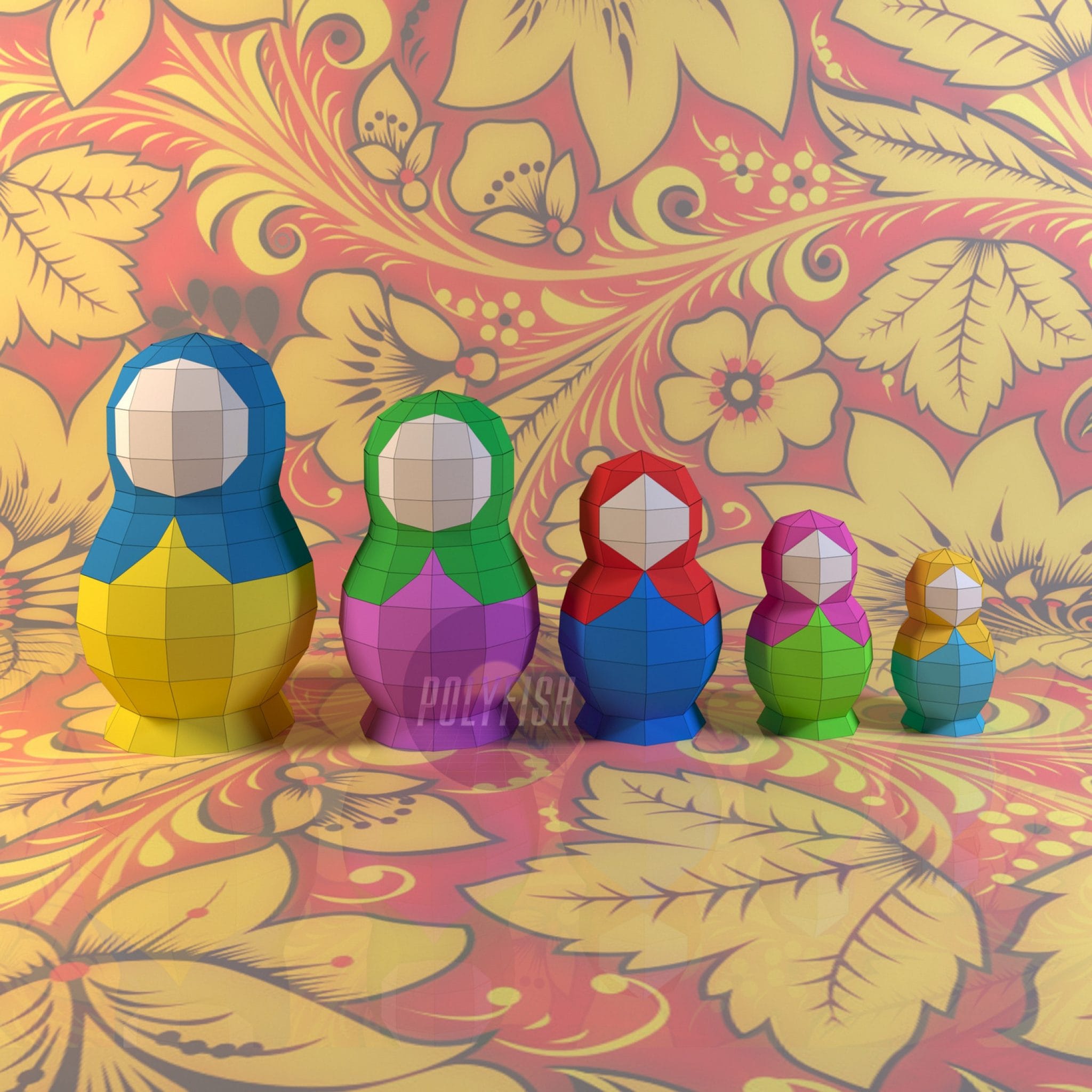 DIY Matryoshka template Papercraft PDF - Crealandia