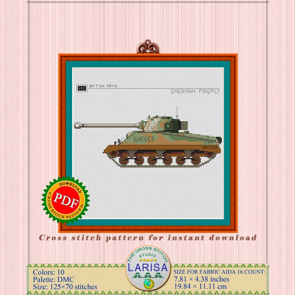 Sherman Firefly Cross Stitch Pattern | Medium Tank Sherman Firefly ...