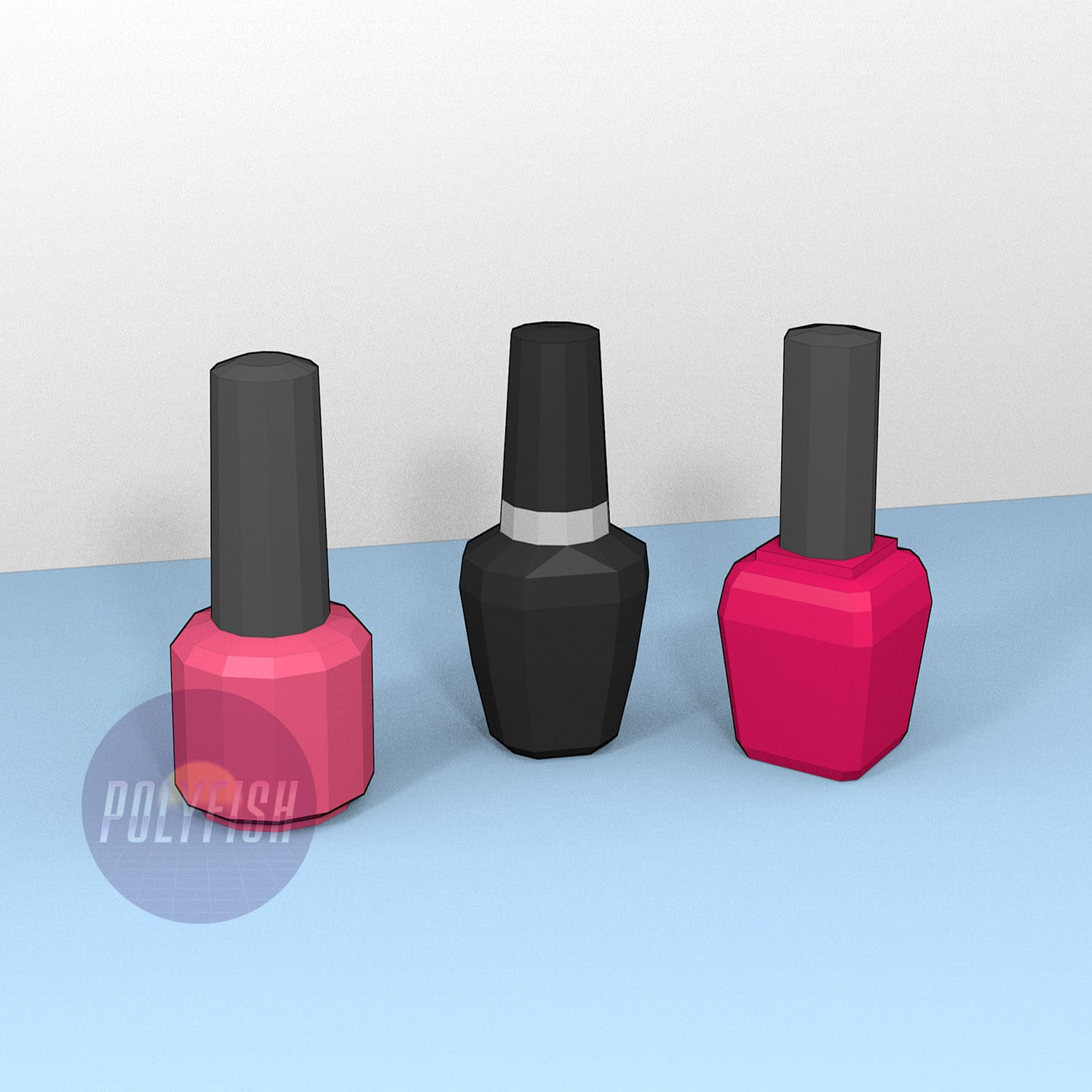 DIY Polygonal Cosmetics Set "Nail Polish" template Papercraft PDF ...