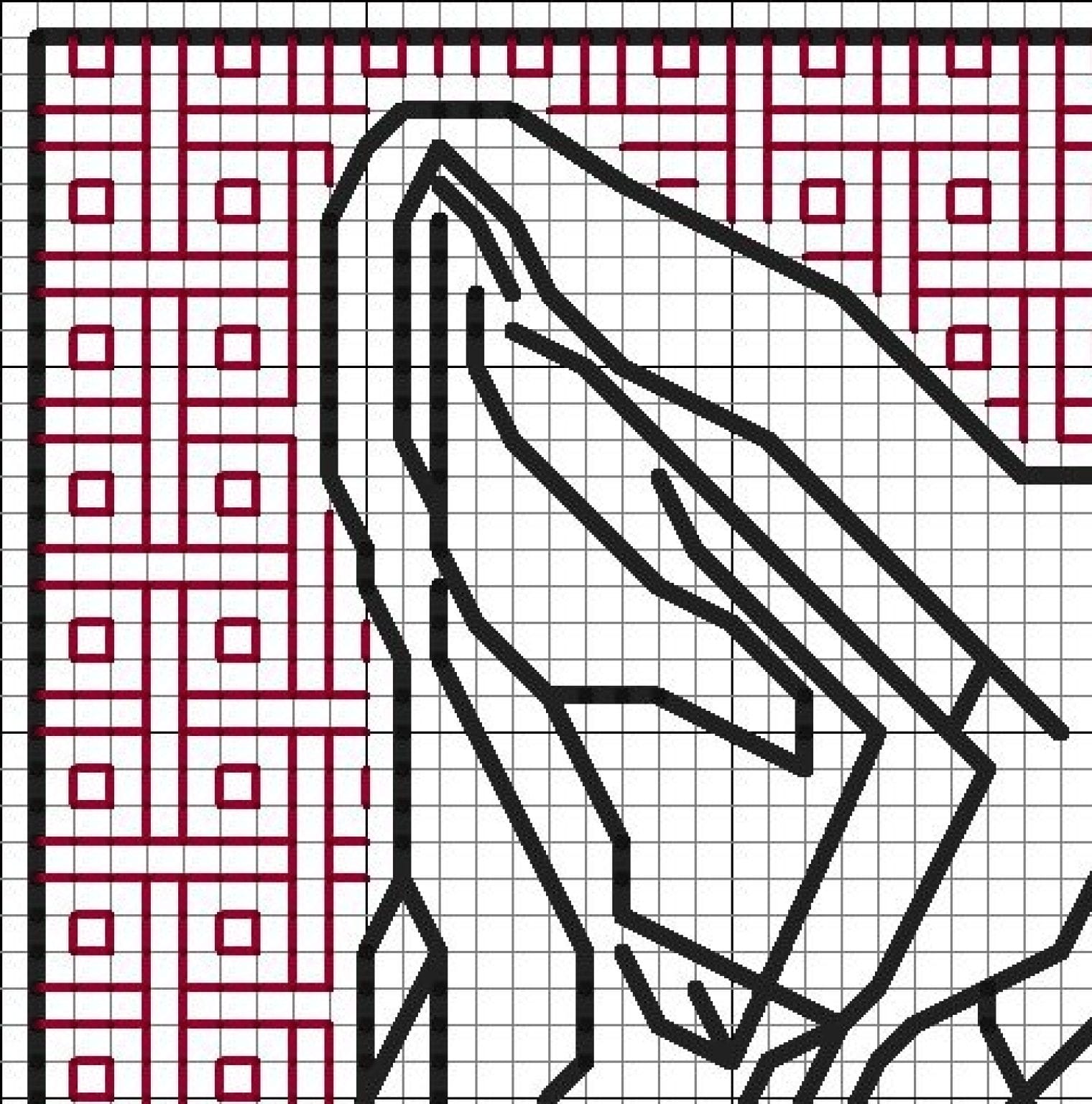 Cross stitch backstitch pattern The White Wolf blackwork