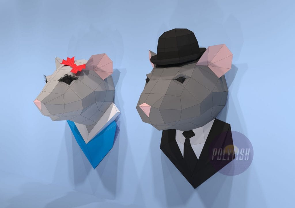 DIY Mr and Mrs Rat template Papercraft PDF - Crealandia