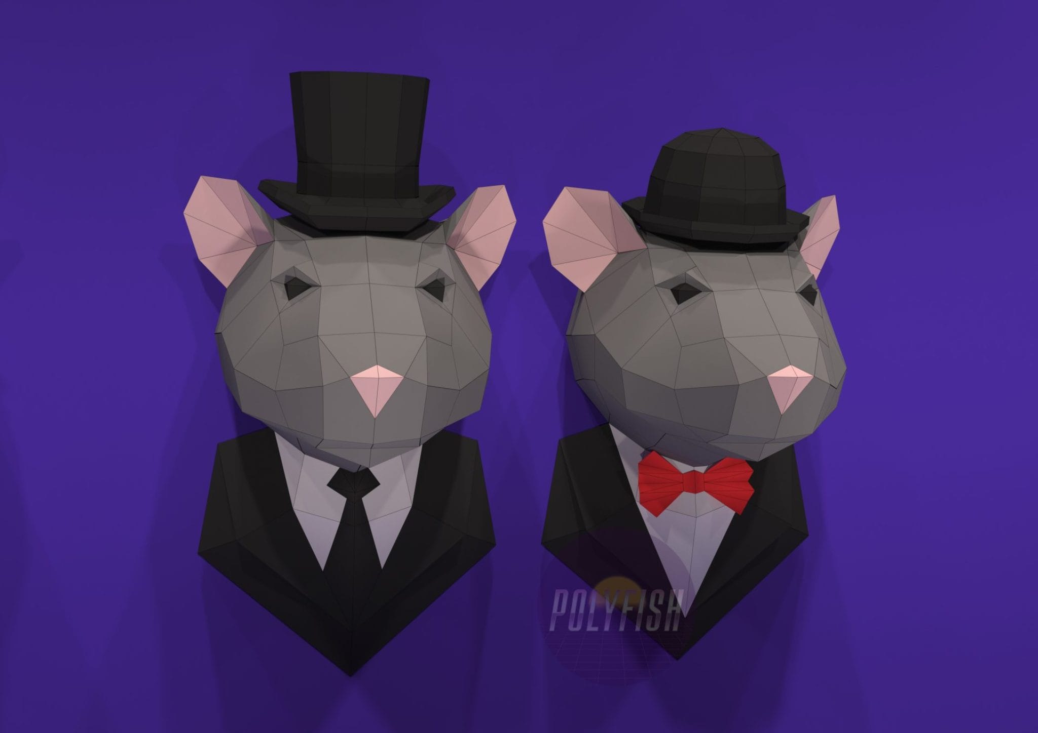 DIY Mr and Mrs Rat template Papercraft PDF - Crealandia