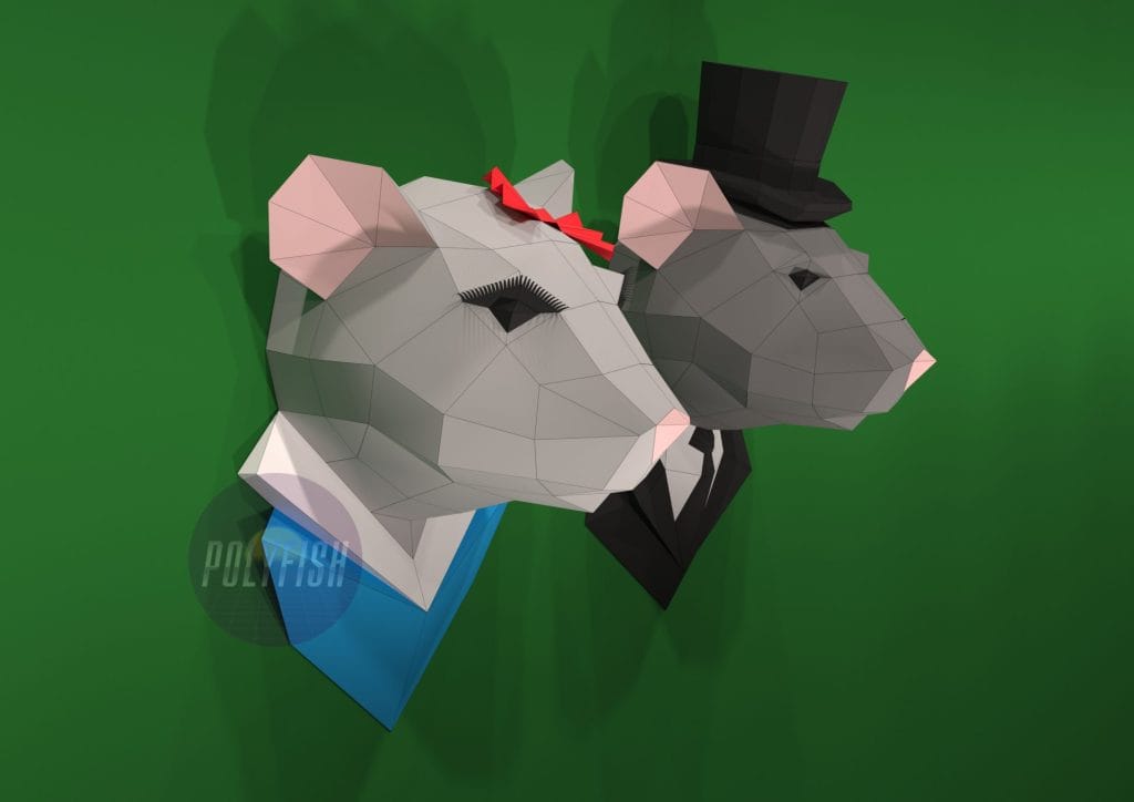 DIY Mr and Mrs Rat template Papercraft PDF - Crealandia
