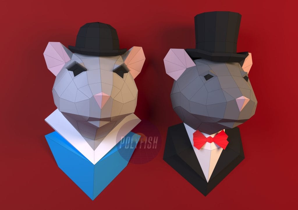 DIY Mr and Mrs Rat template Papercraft PDF - Crealandia
