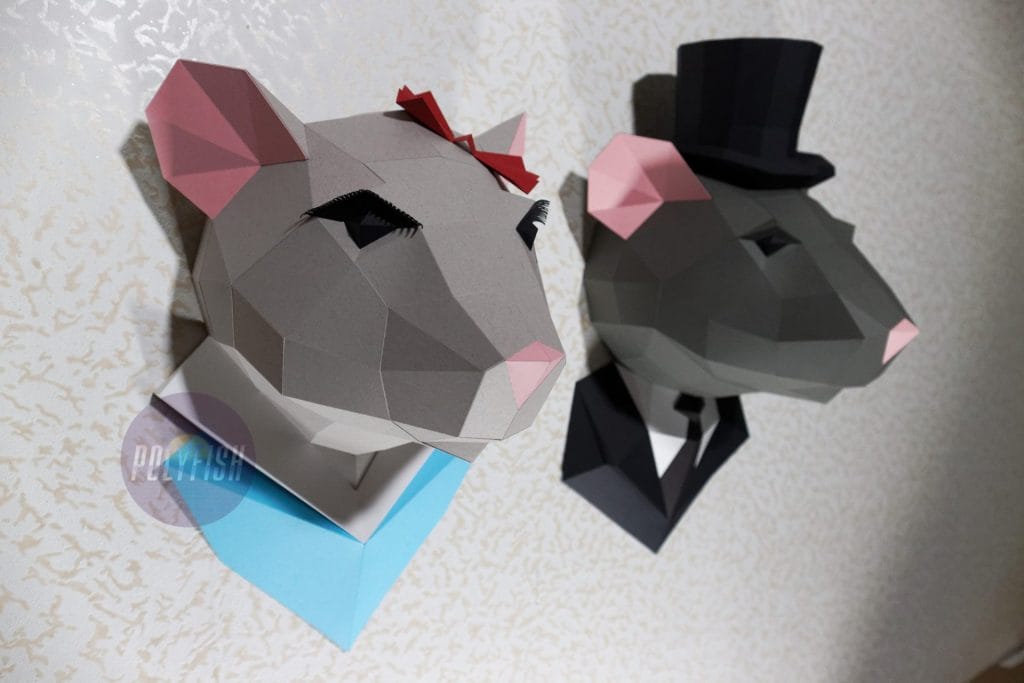 DIY Mr and Mrs Rat template Papercraft PDF - Crealandia