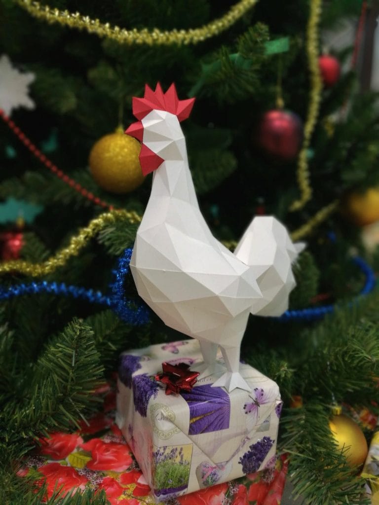 DIY Rooster template Papercraft PDF - Crealandia