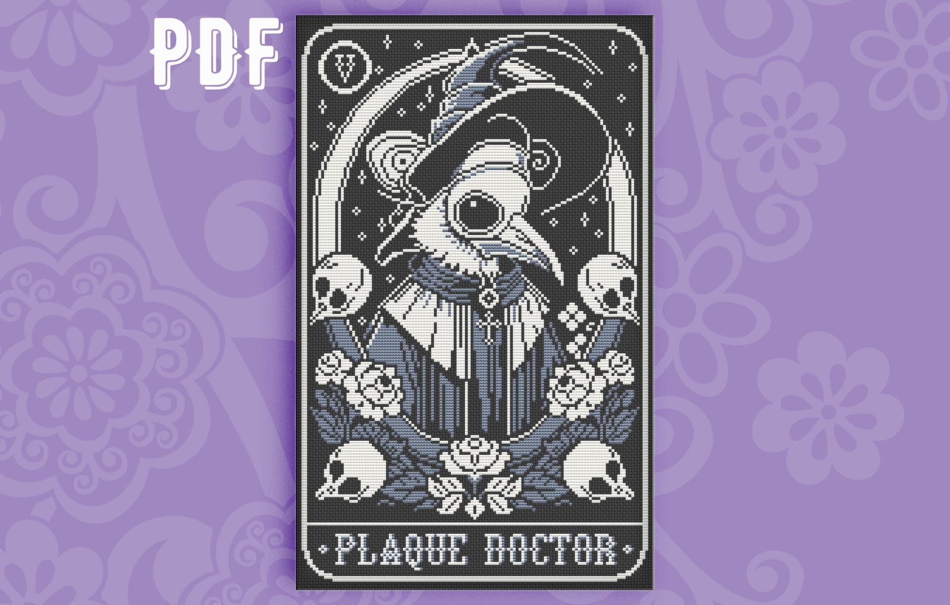 Plague doctor Tarot Card Cross stitch pattern - Crealandia