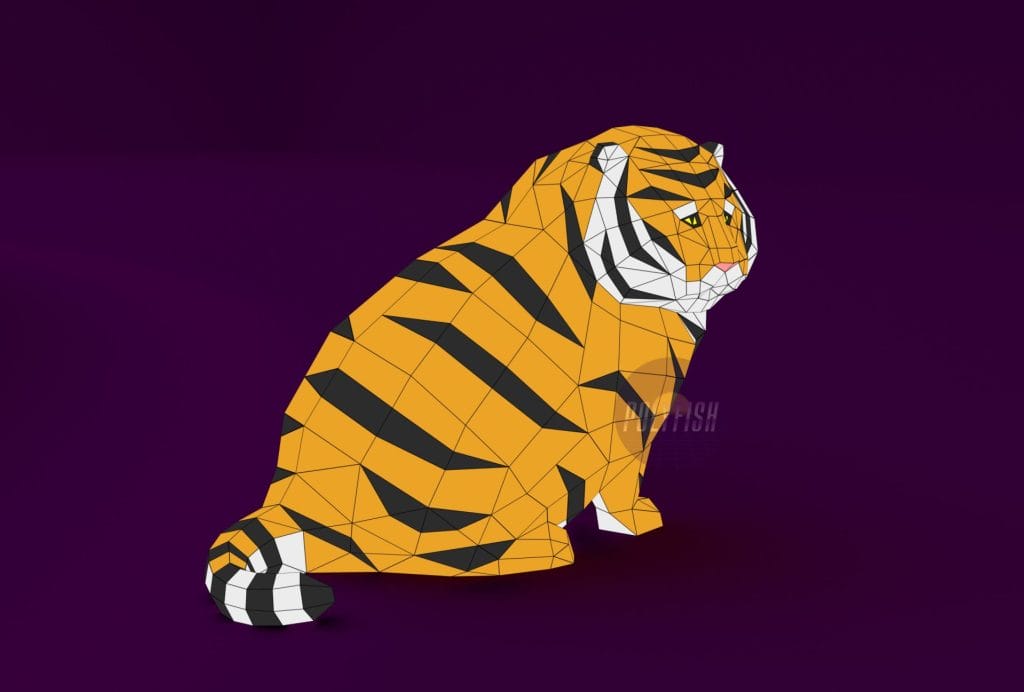 DIY Fat Sad Tiger template Papercraft PDF - Crealandia