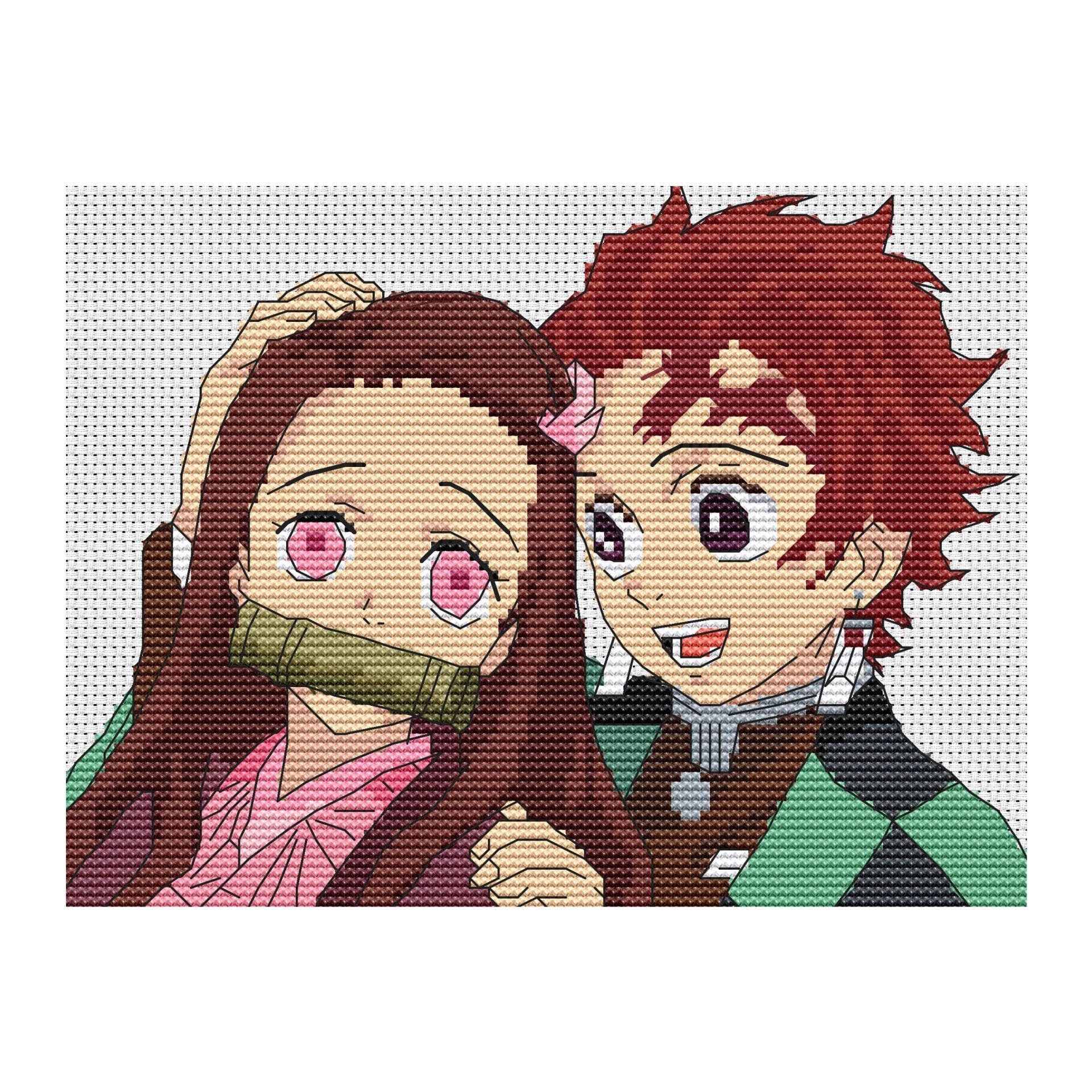 Anime cross stitch pattern Demon Slayer PDF - Crealandia