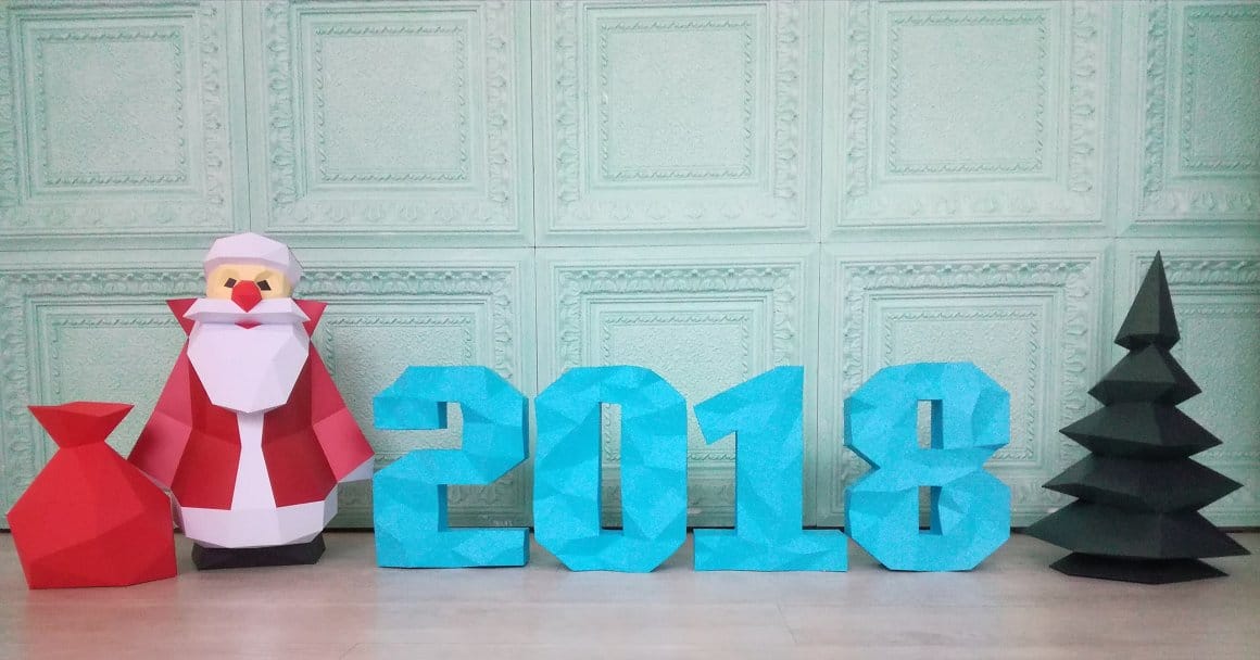 DIY Polygonal Digit 4 template Papercraft PDF - Crealandia