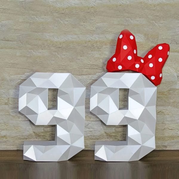 DIY Polygonal Digit 8 template Papercraft PDF - Crealandia