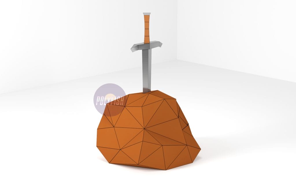 DIY Sword in the Stone template Papercraft PDF - Crealandia