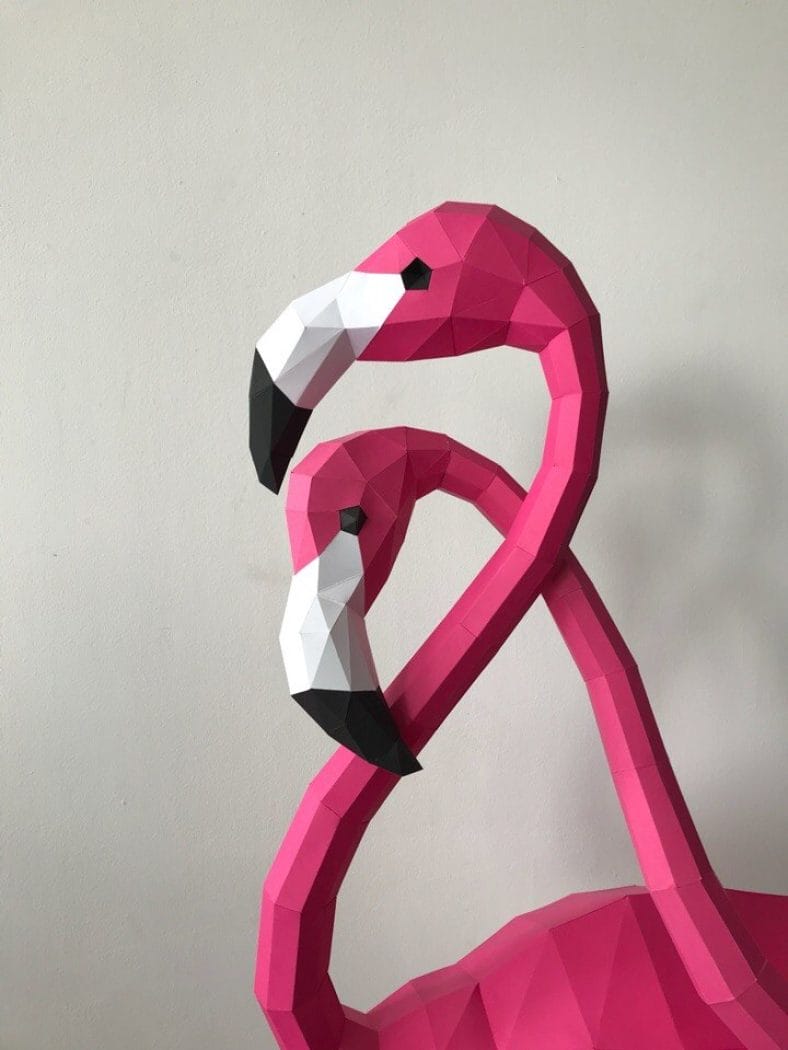 DIY Flamingo template Papercraft PDF - Crealandia