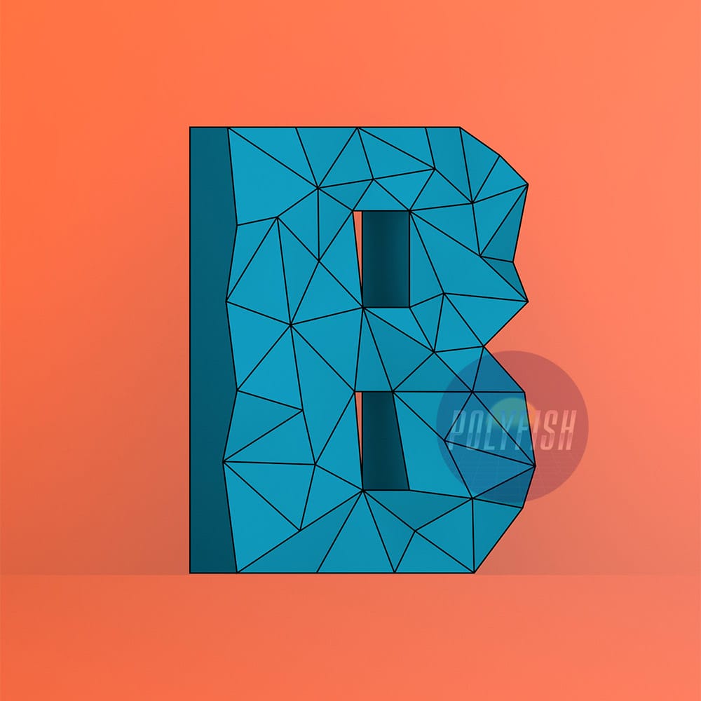 DIY Polygonal Letter B template Papercraft PDF - Crealandia