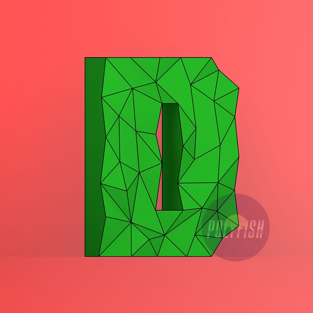 DIY Polygonal Letter D template Papercraft PDF - Crealandia