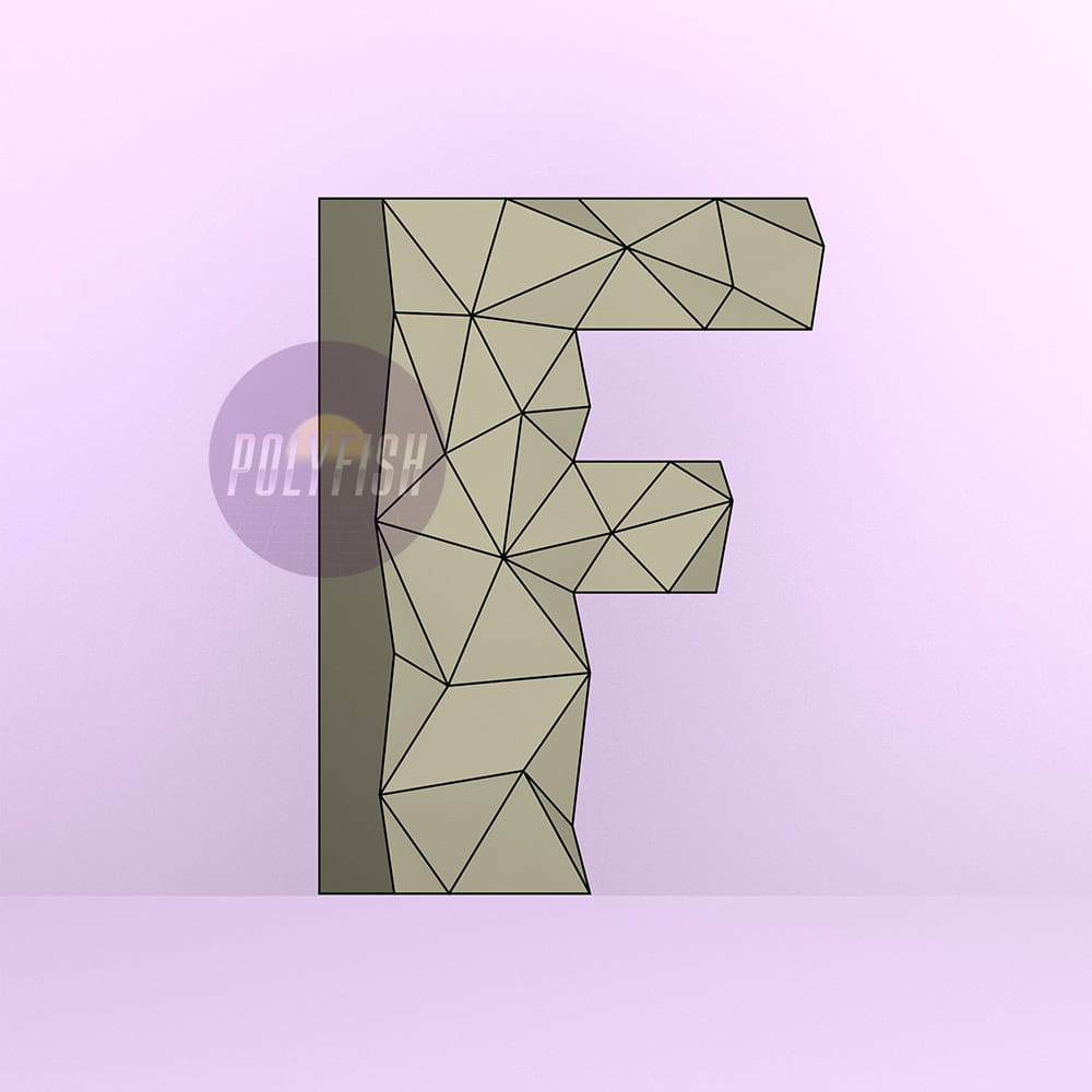 DIY Polygonal Letter F template Papercraft PDF - Crealandia