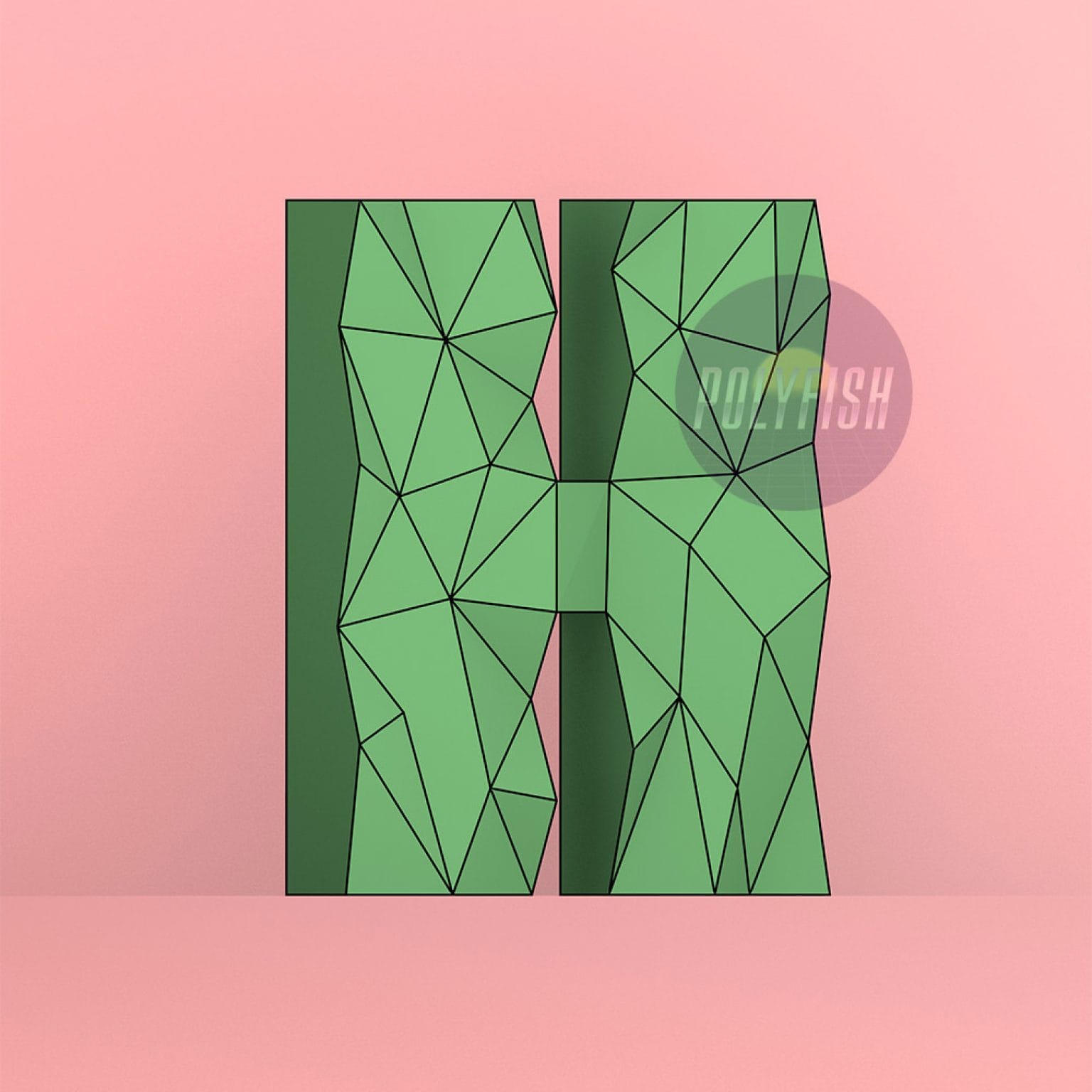 DIY Polygonal Letter H template Papercraft PDF - Crealandia