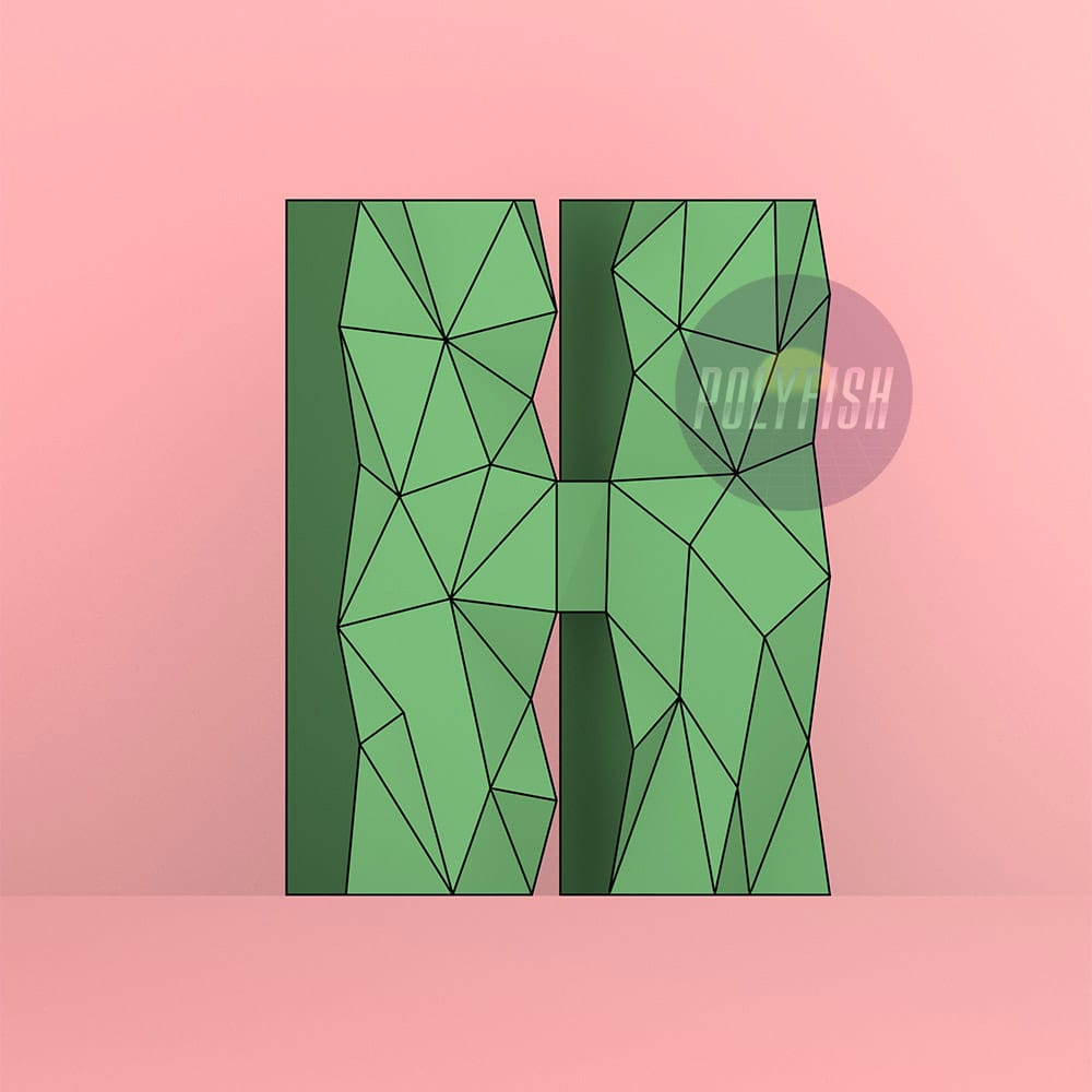 DIY Polygonal Letter H template Papercraft PDF - Crealandia