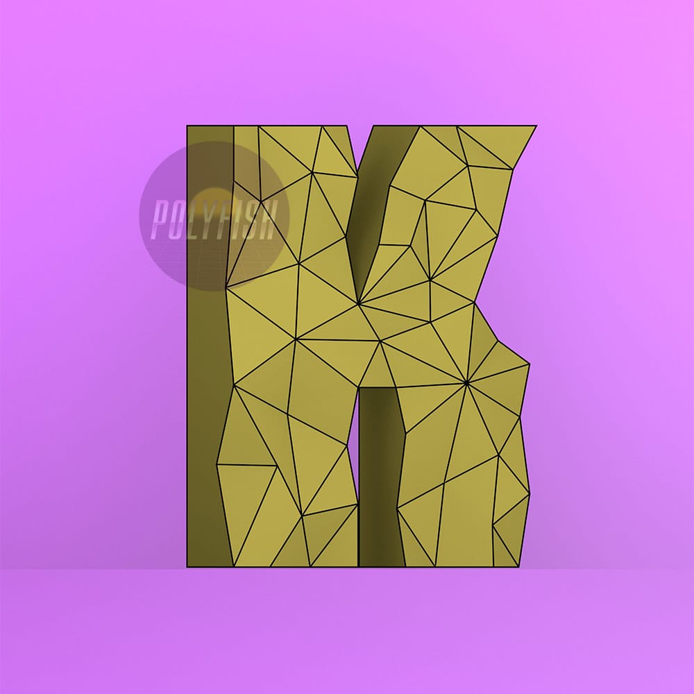 DIY Polygonal Letter K template Papercraft PDF - Crealandia