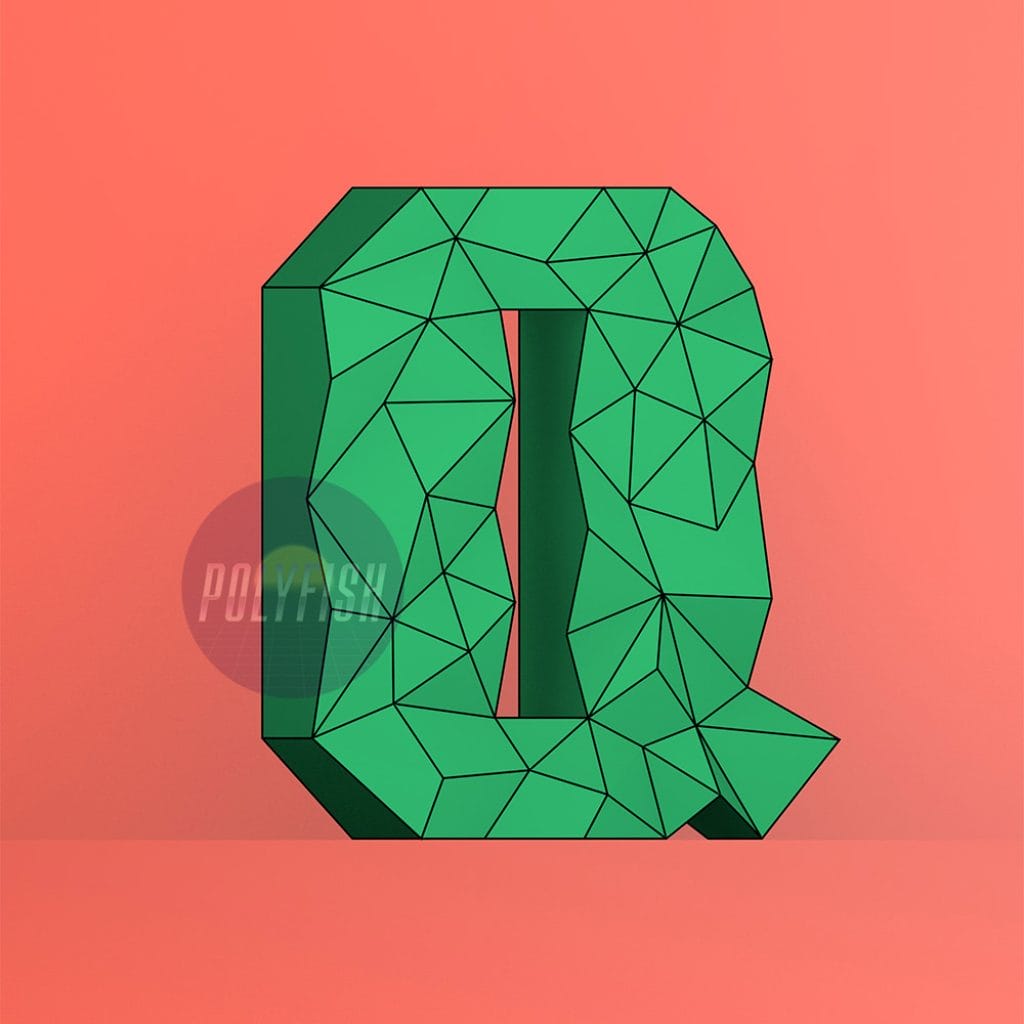 DIY Polygonal Letter Q template Papercraft PDF - Crealandia