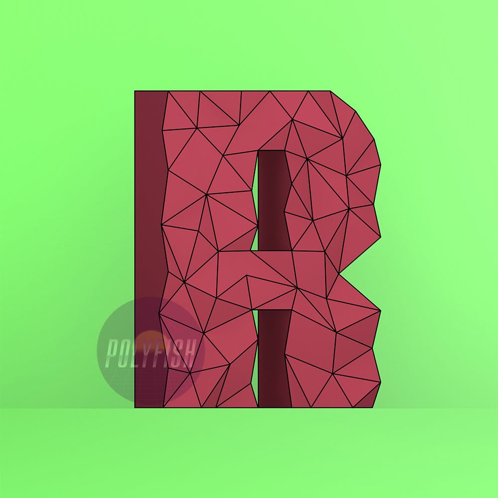 DIY Polygonal Letter R template Papercraft PDF - Crealandia