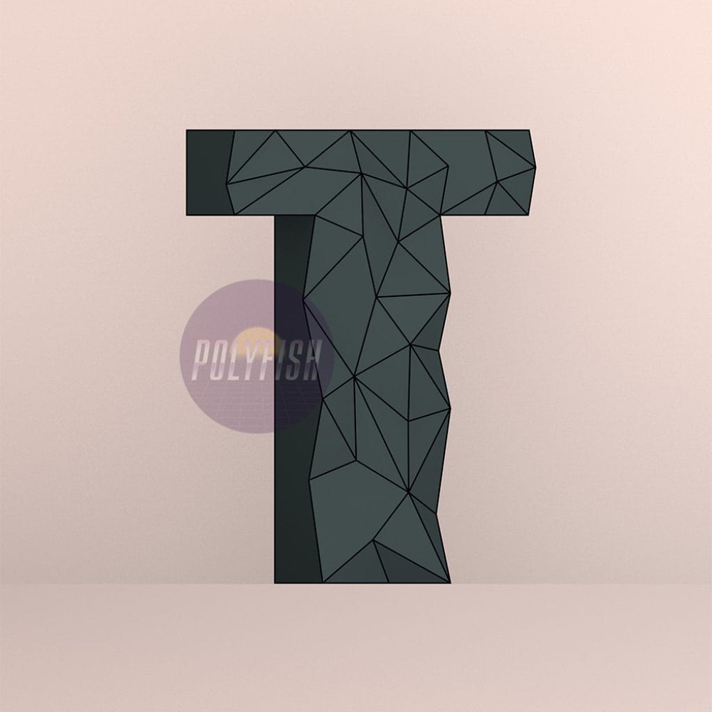 DIY Polygonal Letter T template Papercraft PDF - Crealandia
