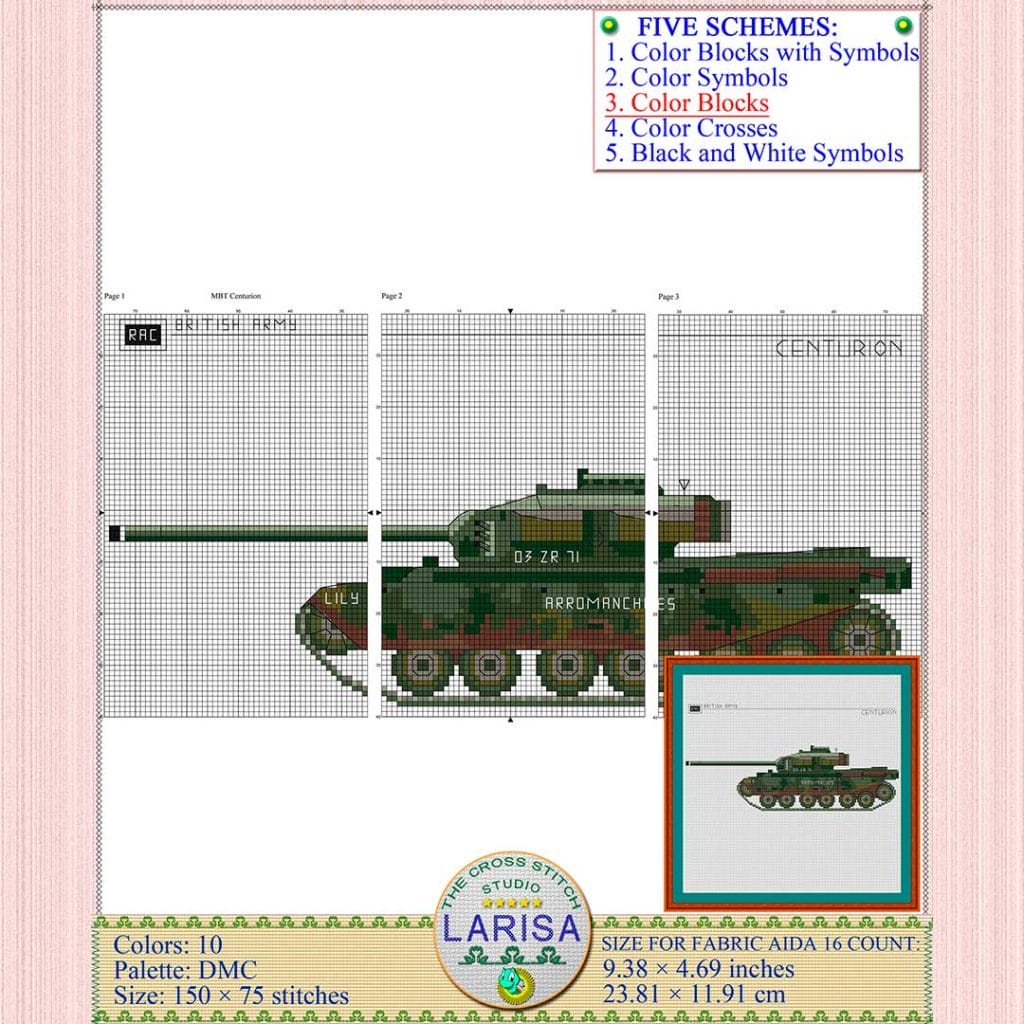 Centurion Tank Cross Stitch Pattern | Main Battle Tank Centurion ...