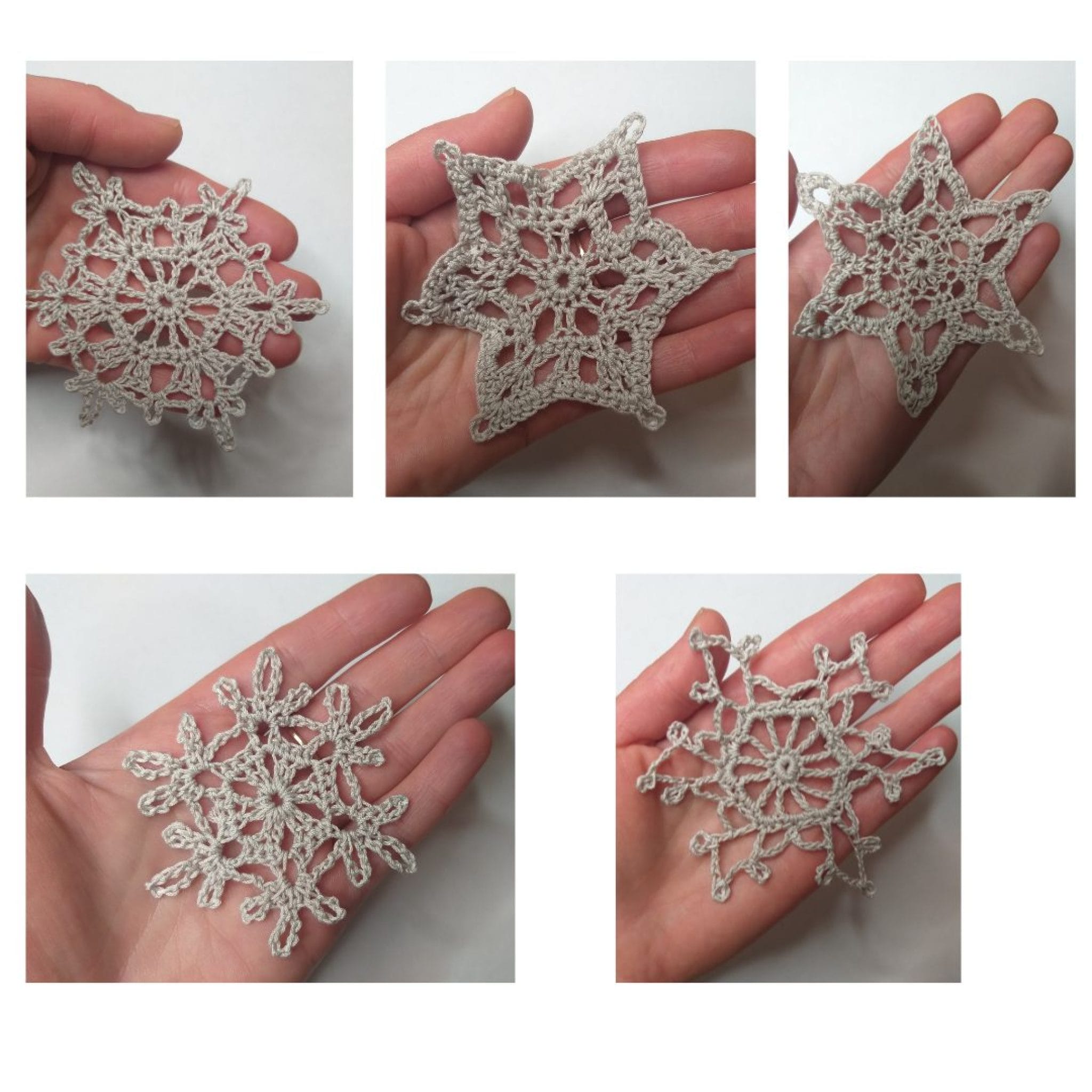 5 crochet snowflakes pattern, crochet doilies - Crealandia