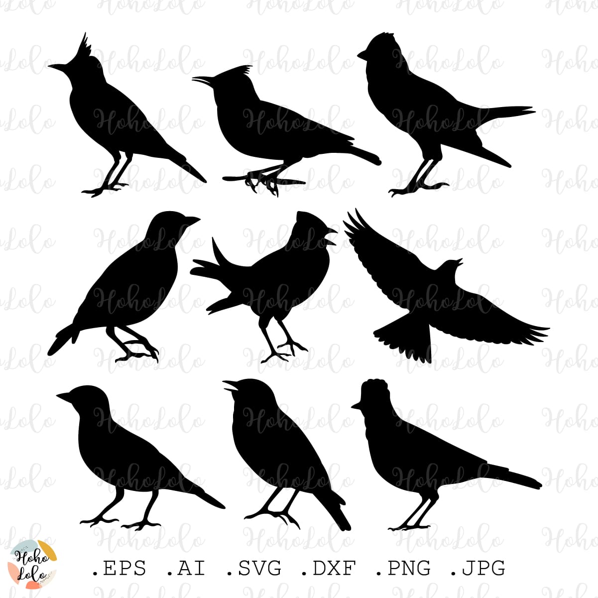 Lark Bird Silhouette Svg Cricut Stencil Dxf