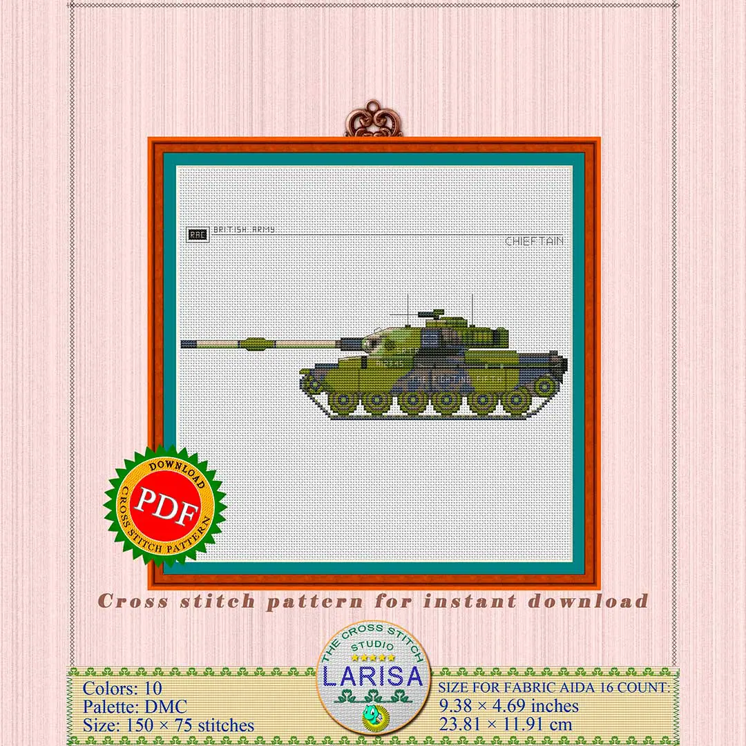 Chieftain Tank Cross Stitch Pattern | Main Battle Tank Chieftain ...
