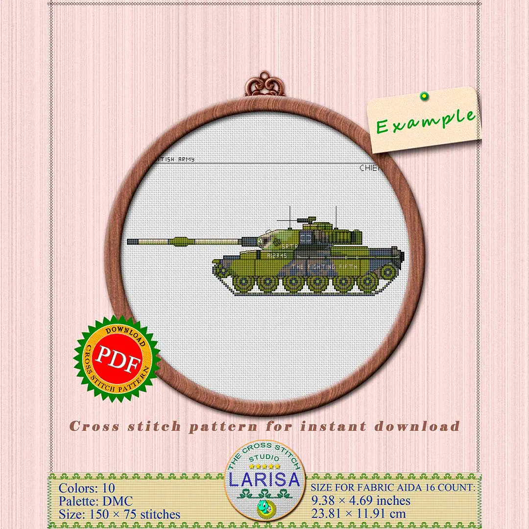 Chieftain Tank Cross Stitch Pattern | Main Battle Tank Chieftain ...