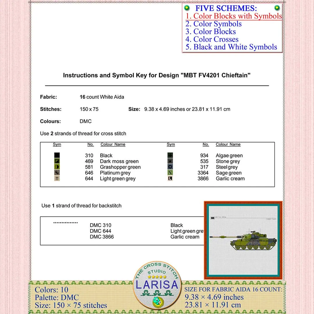 Chieftain Tank Cross Stitch Pattern | Main Battle Tank Chieftain ...