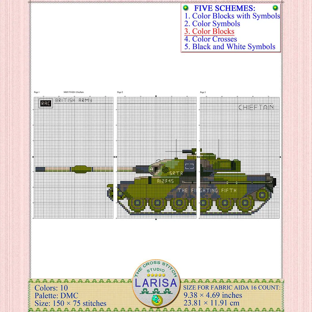 Chieftain Tank Cross Stitch Pattern | Main Battle Tank Chieftain ...