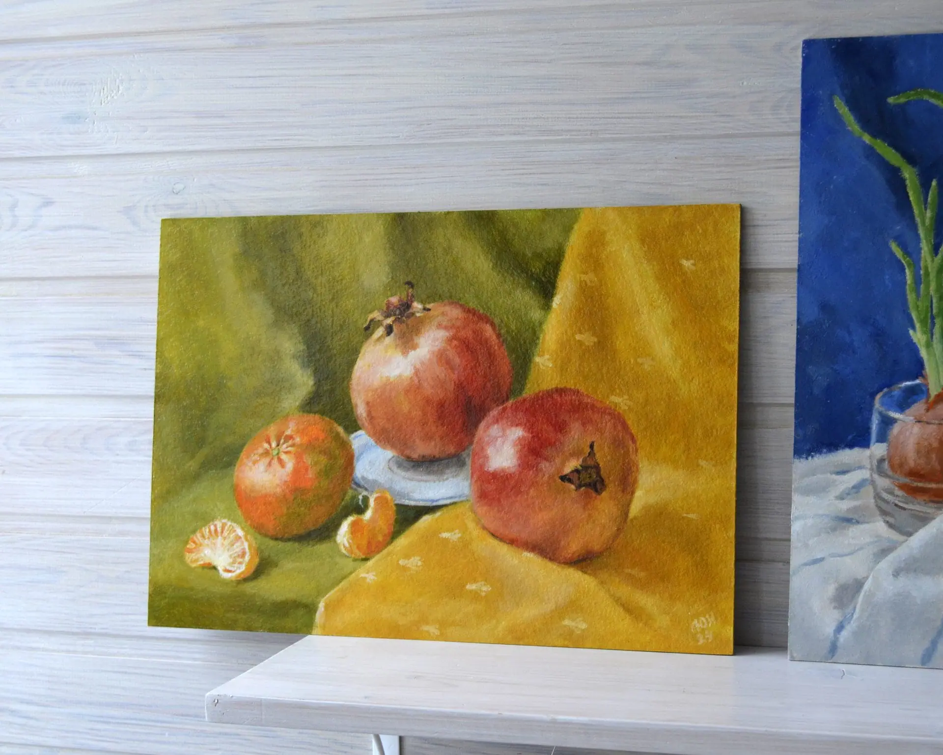 Wall art, Pomegranates, tangerine, Oil on board, Still Life - Crealandia