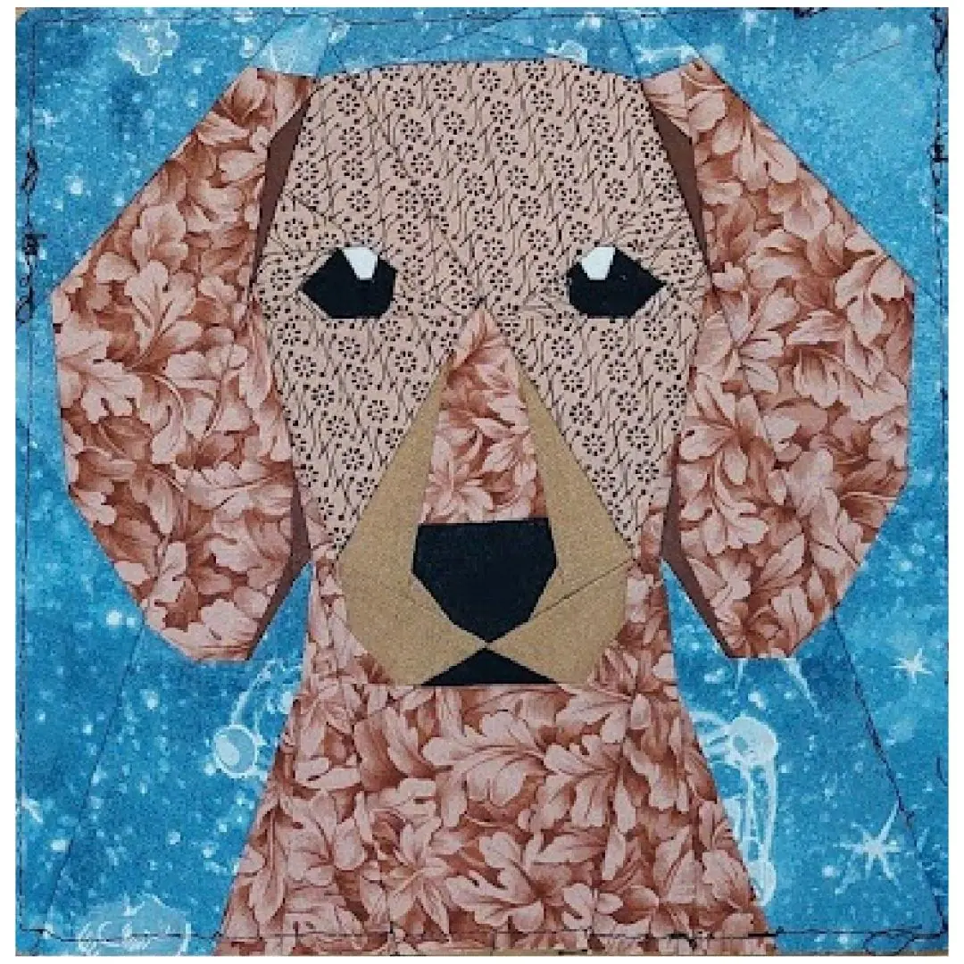 Dachshund quilt block patterns 4 versions paper piecing