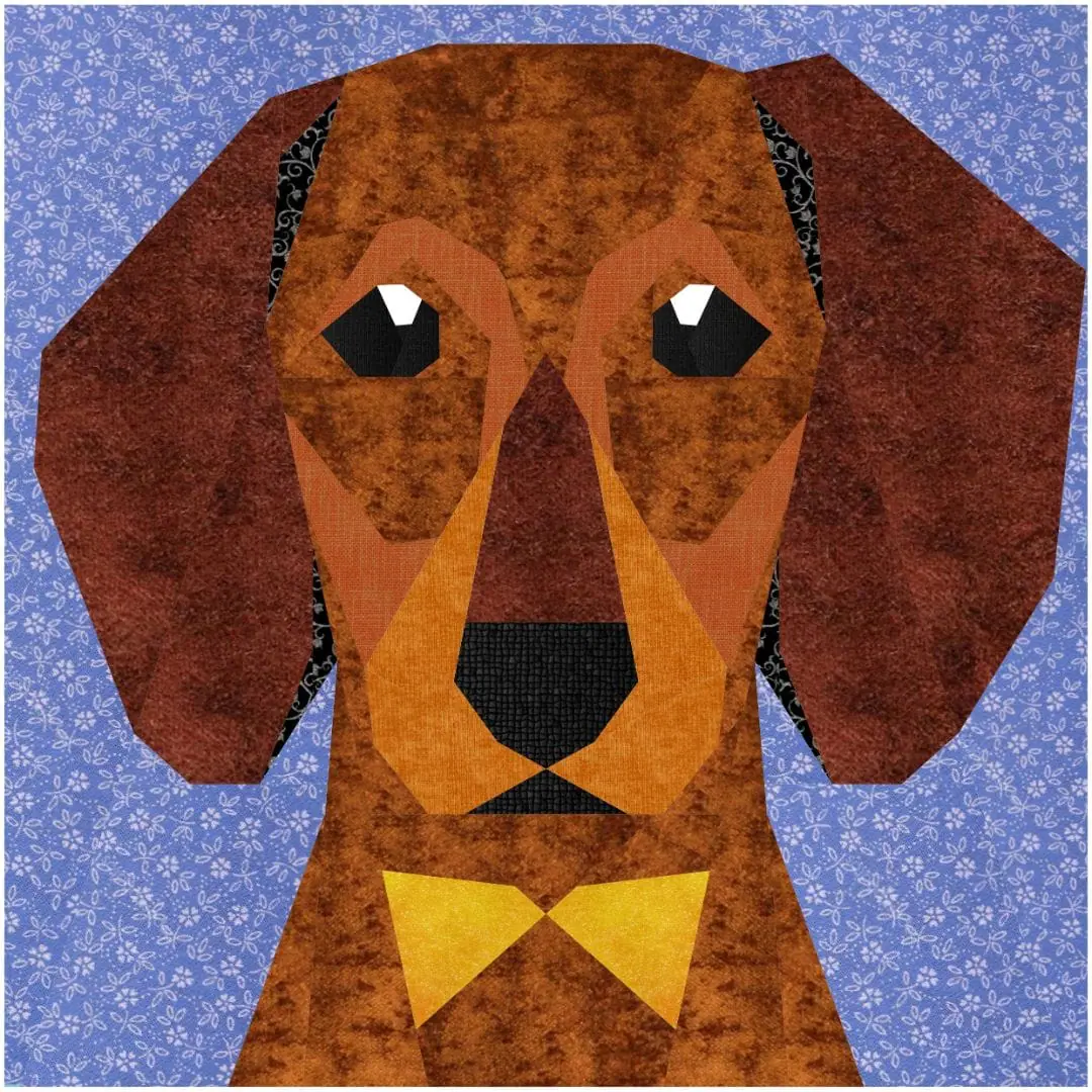 Dachshund quilt block patterns 4 versions paper piecing