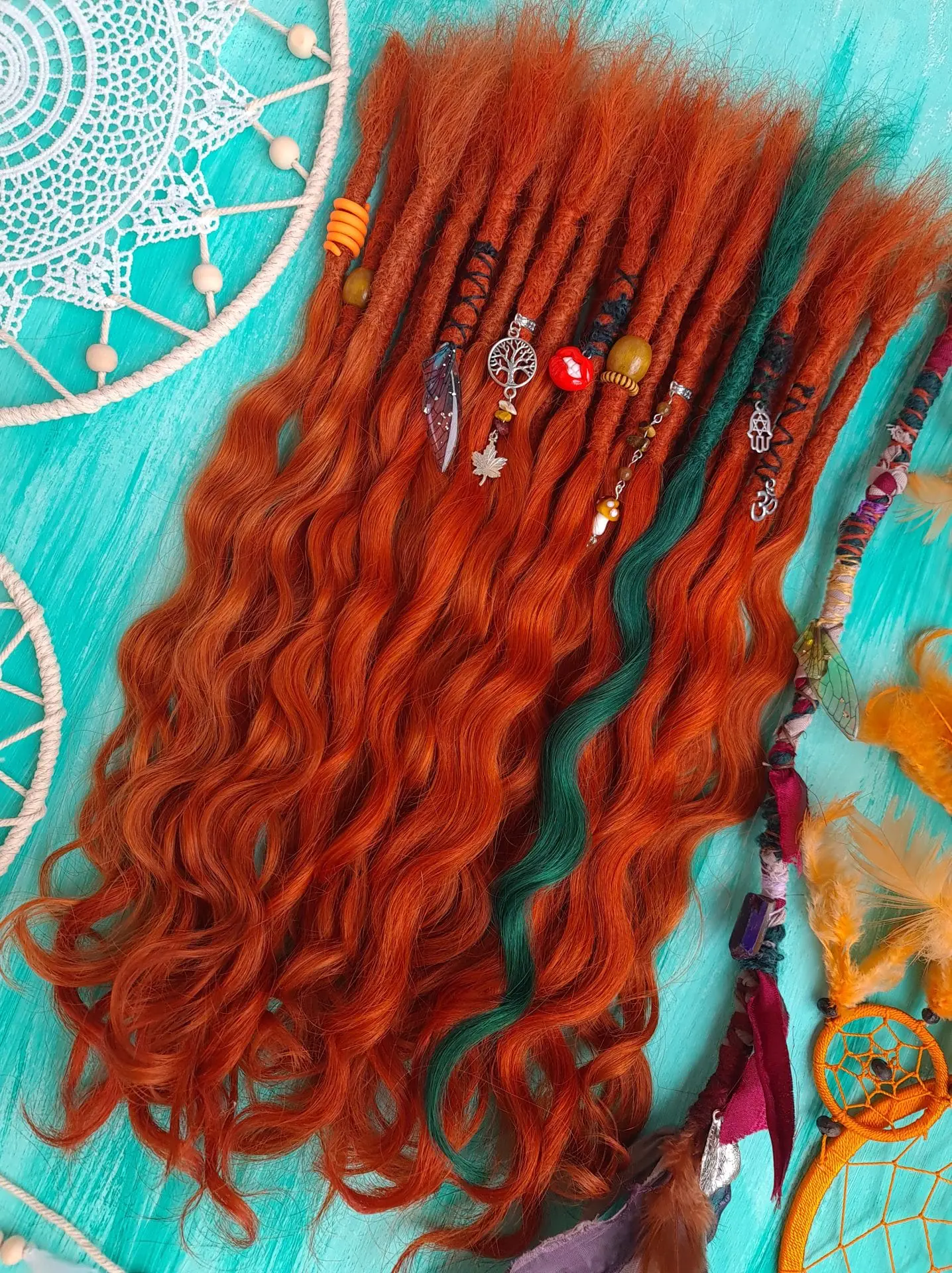 Custom Ginger Human wavy hair extra thick loose ends dreadlocks ...