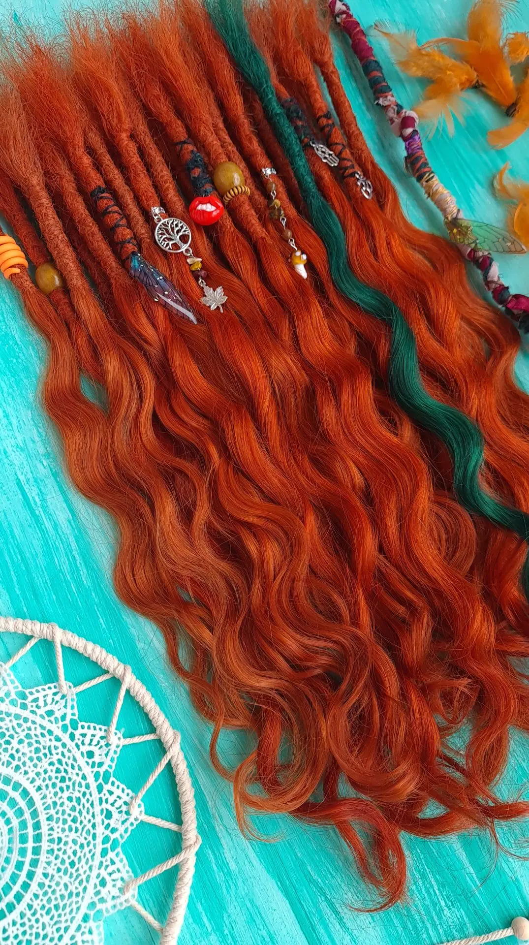 Custom Ginger Human wavy hair extra thick loose ends dreadlocks ...