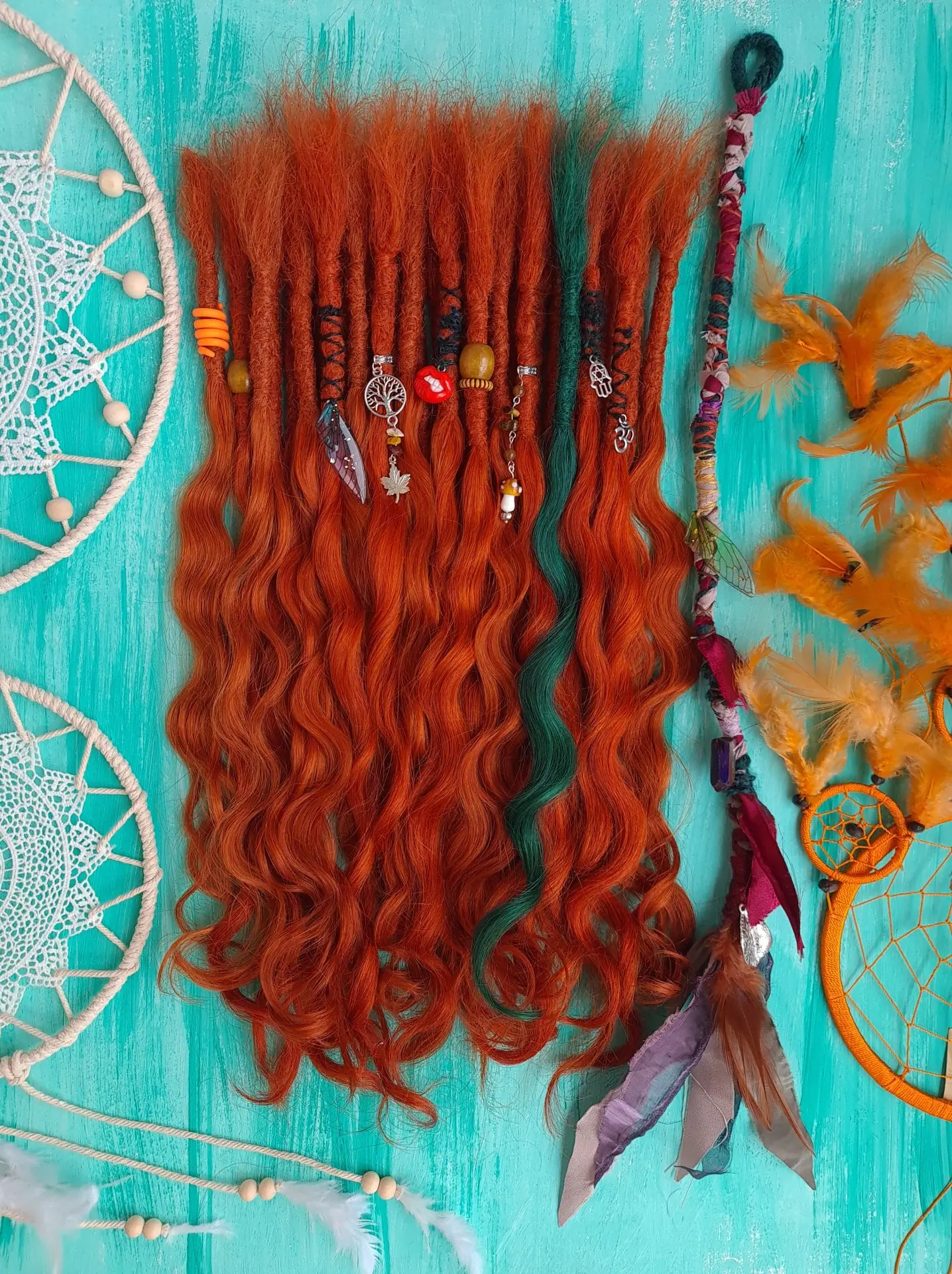 Custom Ginger Human wavy hair extra thick loose ends dreadlocks ...