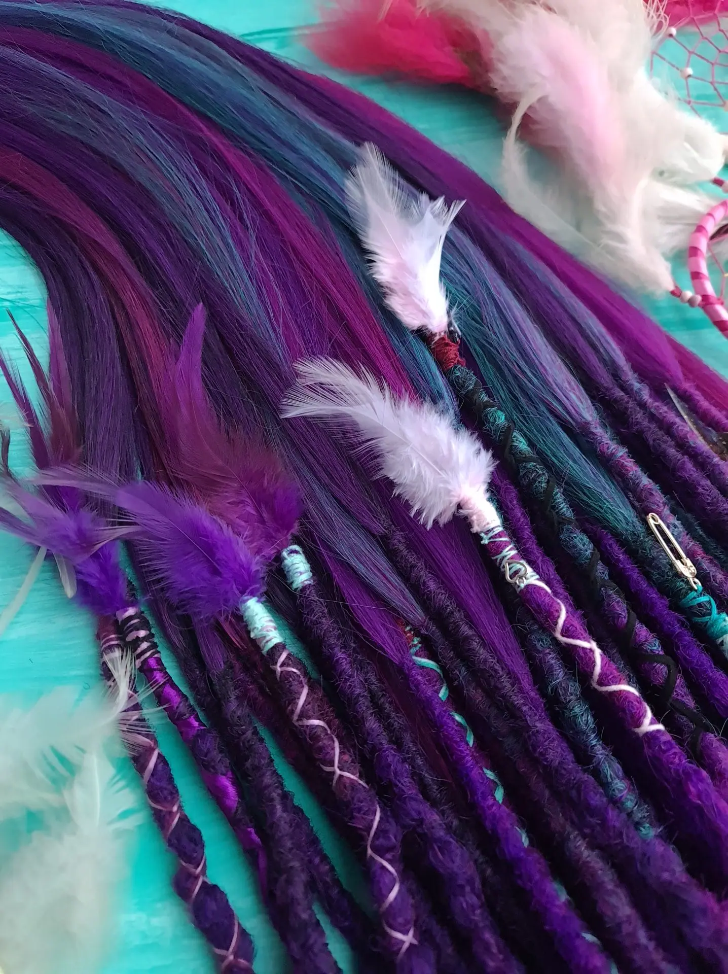 Purple Violet synthetic crocheted dreadlocks, DE SE locks - Crealandia