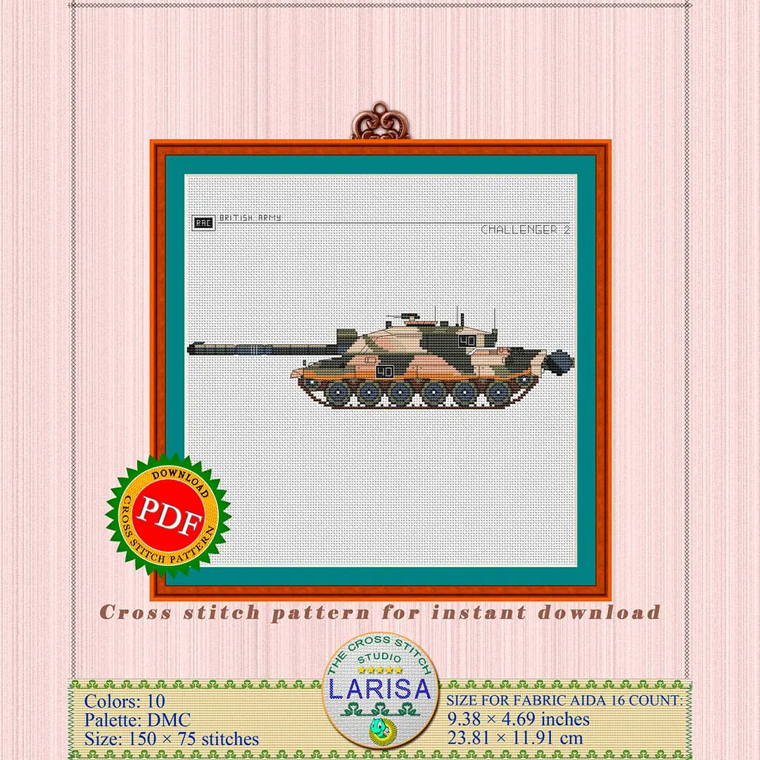Challenger 2 Cross Stitch Pattern | Main Battle Tank Challenger 2 ...