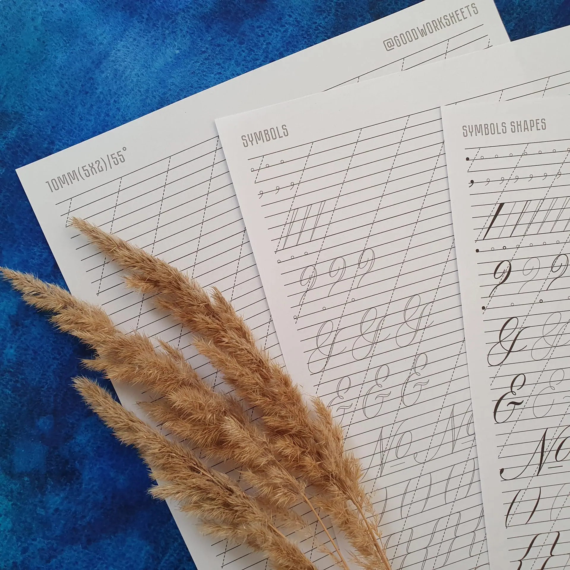 Faux Copperplate Calligraphy Numbers and Symbols PDF - Crealandia