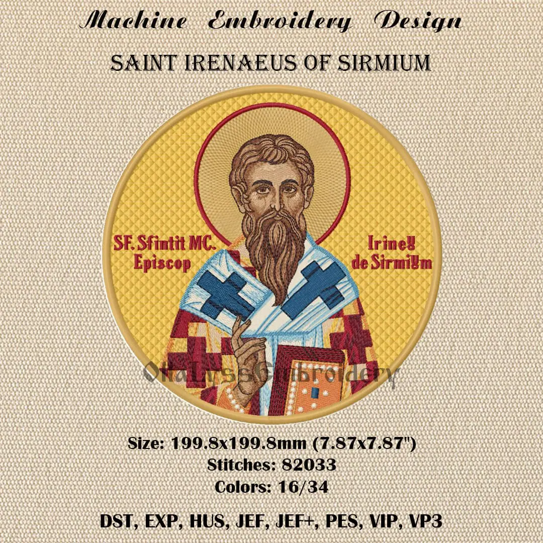 Saint Irenaeus embroidery design