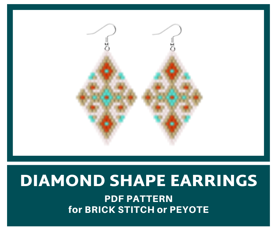 Diamond shape earrings bead pattern - Crealandia