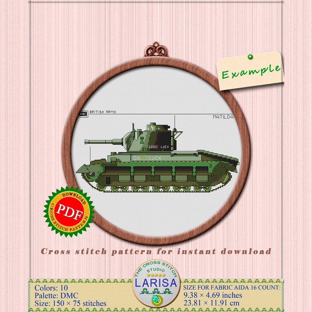 Matilda Cross Stitch Pattern | WWII British Infantry Tank | Matilda II ...
