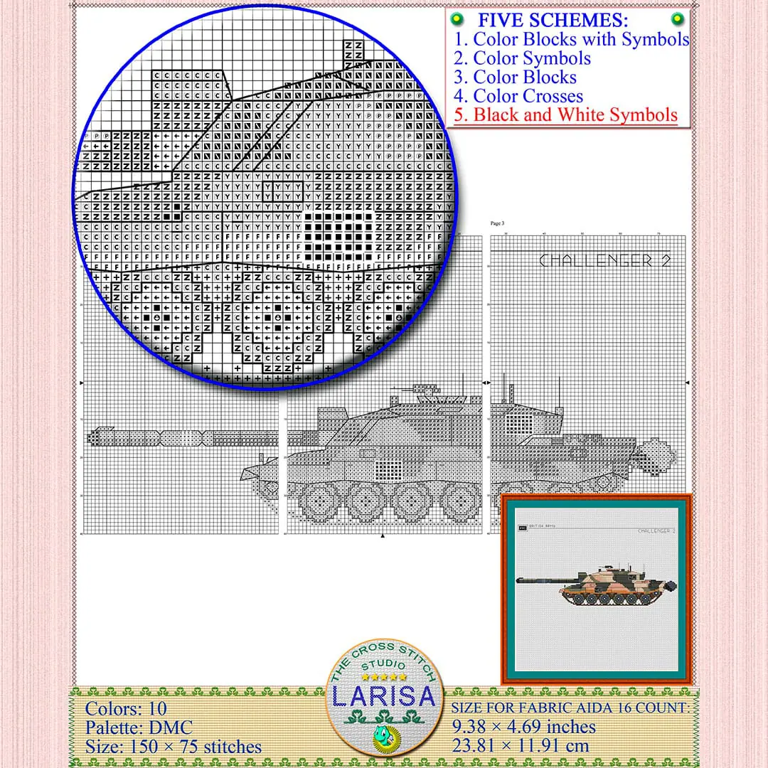 Challenger 2 Cross Stitch Pattern | Main Battle Tank Challenger 2 ...