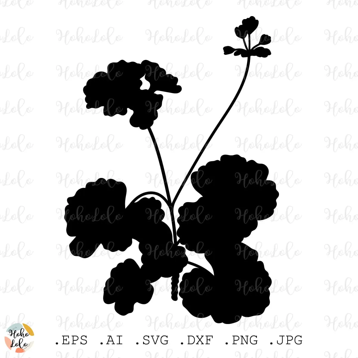 Geranium Flower Svg Silhouette Cricut Stencil Template Dxf - Crealandia