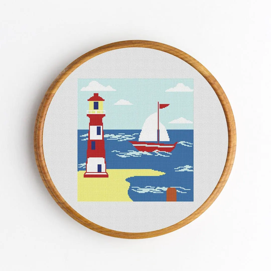 Lighthouse Cross Stitch Pattern PDF, Home Decor, DIY Wall Decor