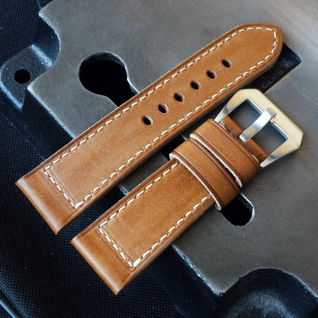 PAM beige watch strap, panerai style, leather watchband